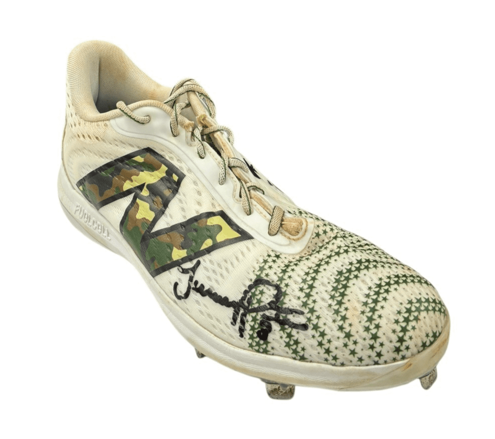 JEREMY PENA SIGNED 2024 SEASON GAME USED ARMED FORCES CLEATS 5/19/25 ...