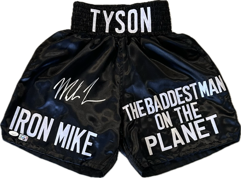 Mike Tyson Signed Boxing Trunks JSA & Tyson Hologram Authentic Iron ...