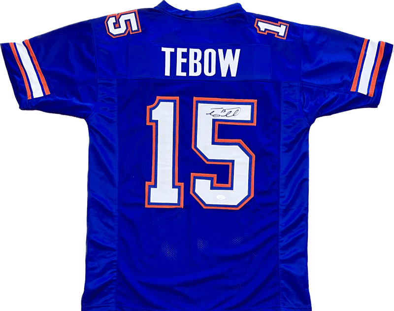 TIM TEBOW Signed Autographed Blue/Orange Jersey JSA Authenticated ...