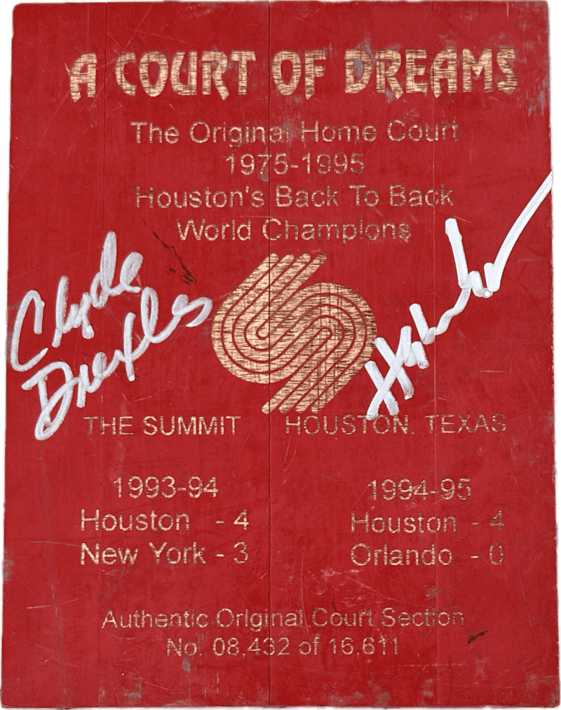 Hakeem Olajuwon Clyde Drexler Original Court Piece The Summit Rockets ...