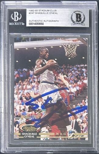 Shaquille Shaq O'Neal Signed 1992-93 Stadium Club Rookie Card 247 ...