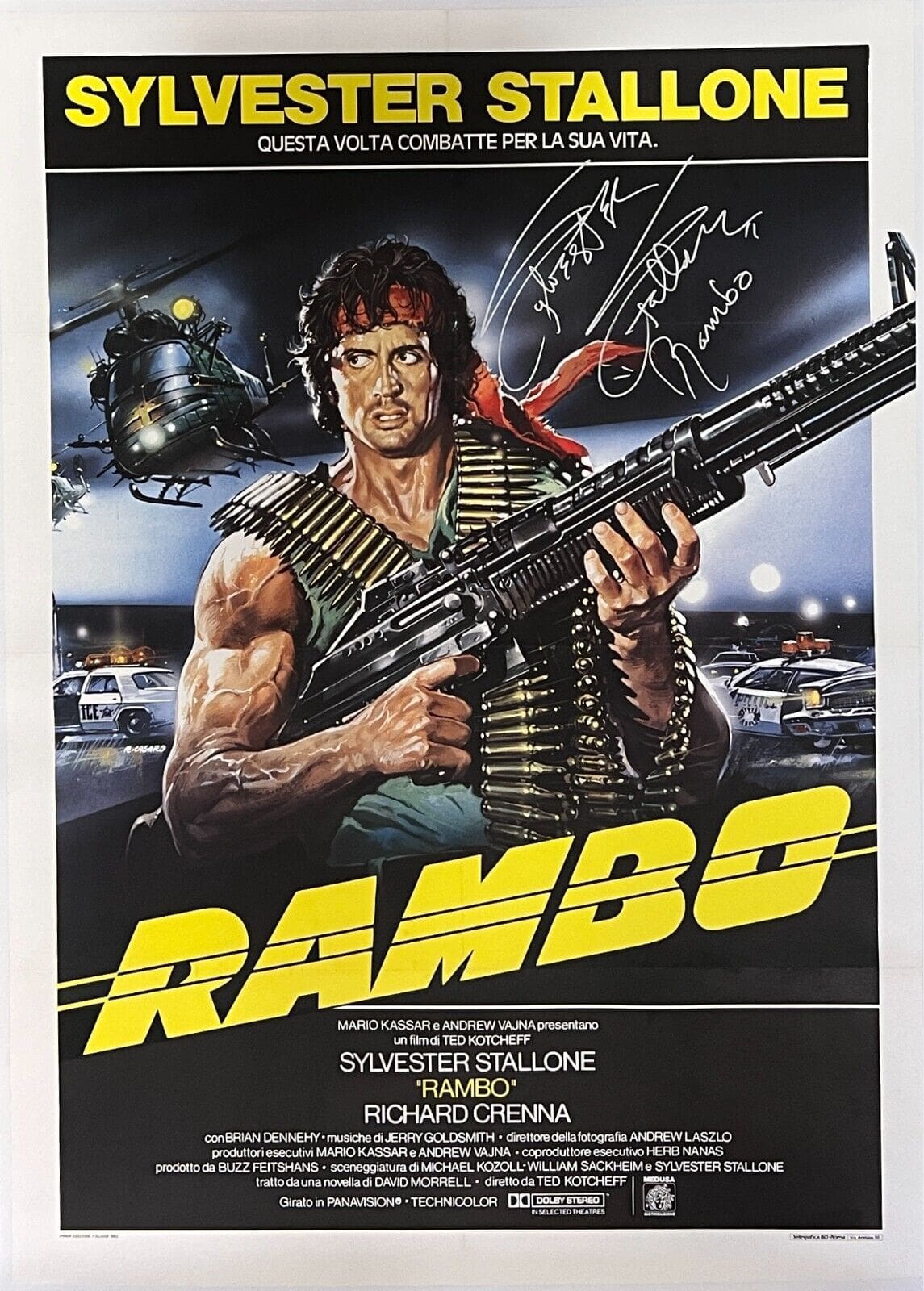 Sylvester Stallone Signed Rambo Original 39x53 Linen-Backed Poster BAS AC29825 | Fiterman Sports