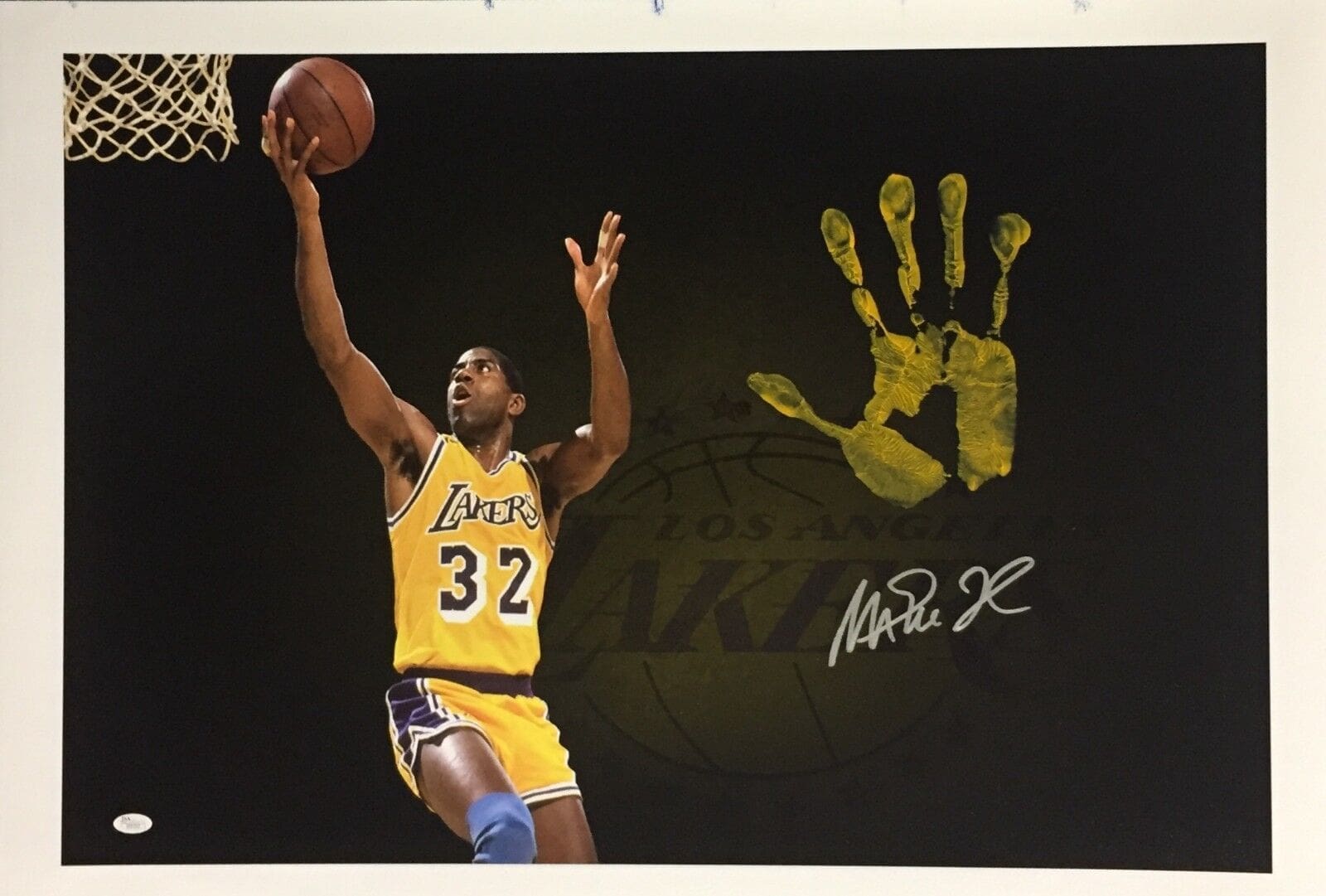 Magic Johnson Handprint Unstretched 20x36 Canvas Layup - Signed - JSA ...