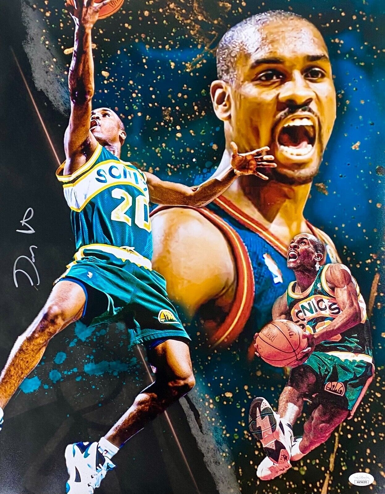 Gary Payton Signed Autographed Photo 16x20 JSA Authenticated #1 ...