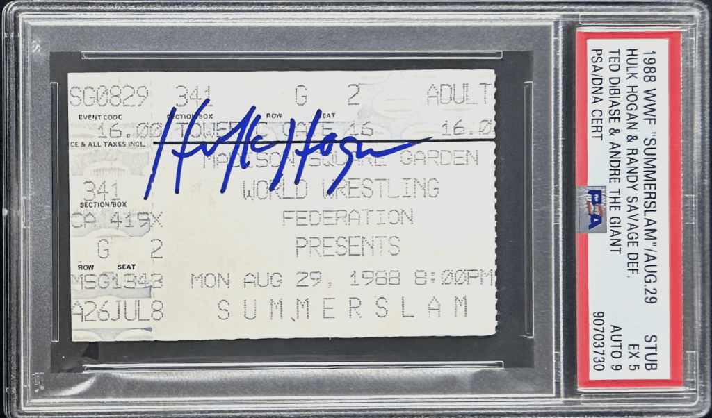 Hulk Hogan Signed 1988 WWF Ticket Stub PSA EX 5 90703730 Auto 9 ...