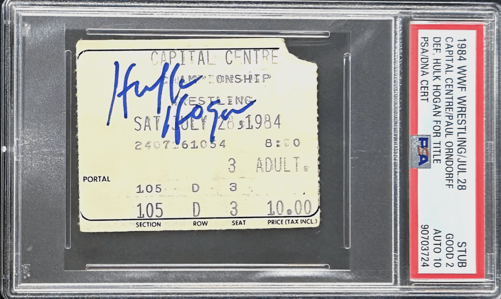 Hulk Hogan vs Paul Orndorff for Title Signed 1984 WWF Ticket Stub PSA ...