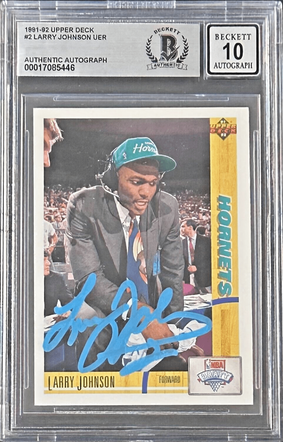 Larry Johnson 1991-92 Upper Deck UER Card #2 Beckett Blue Auto 10 ...