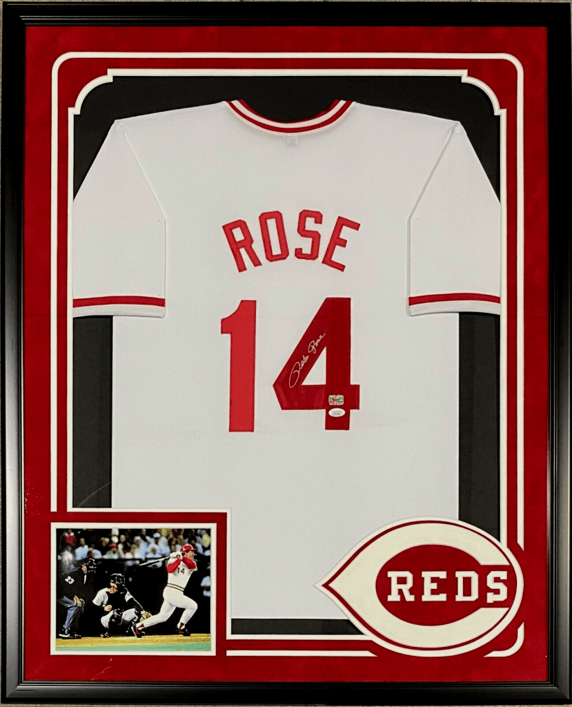 Pete Rose Signed Autographed Framed Jersey JSA Authenticated Suede Cut ...