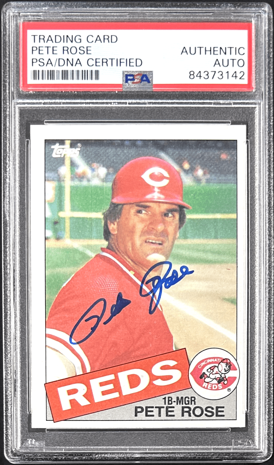 Pete Rose Signed 1985 Topps Card #600 PSA/DNA Cincinnati Reds ...