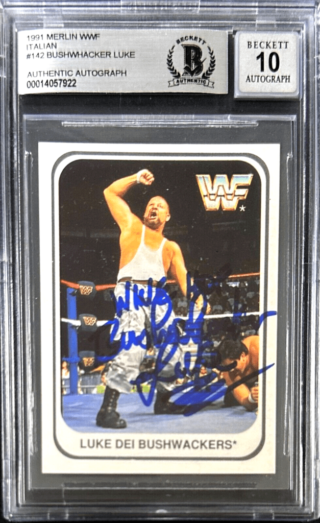 Bushwhacker Luke Signed 1991 Merlin Italian Card #142 Beckett Auto 10 ...
