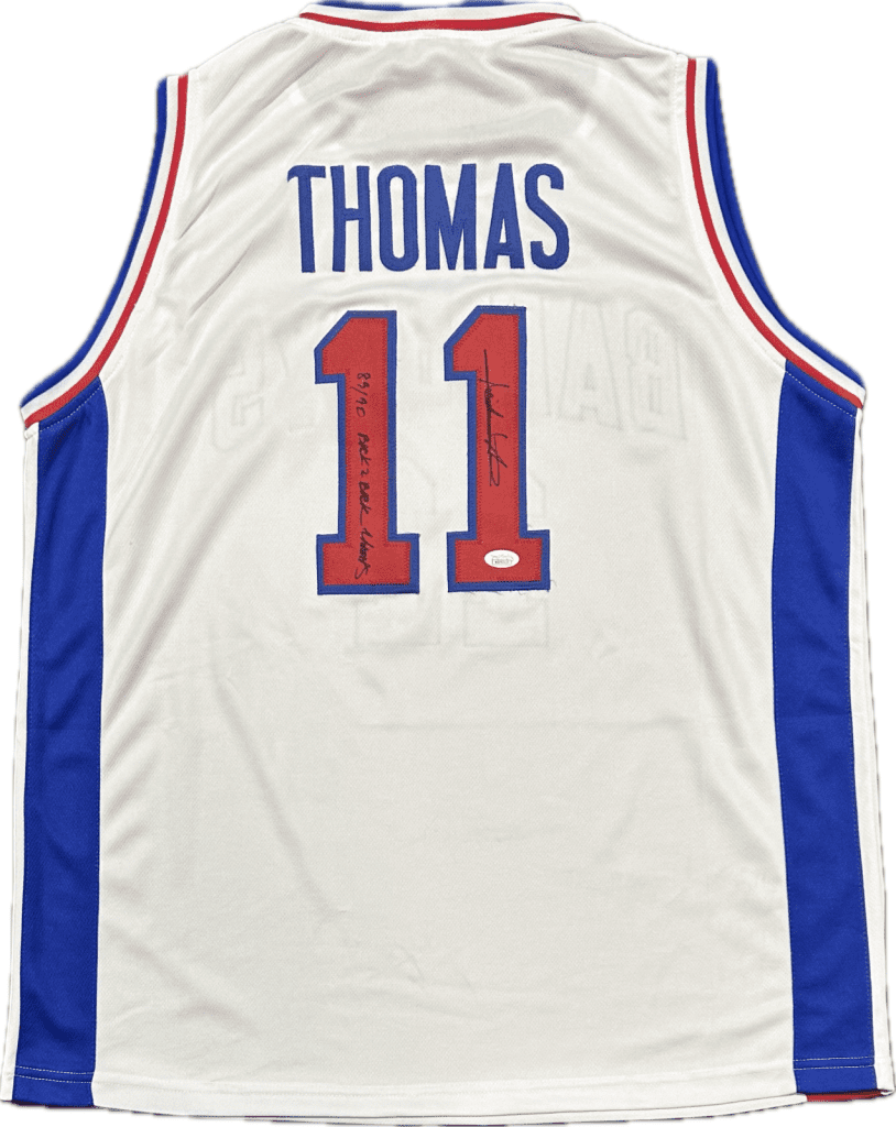 Isiah Thomas Signed Autographed Custom White/Blue Back 2 Back Champs ...