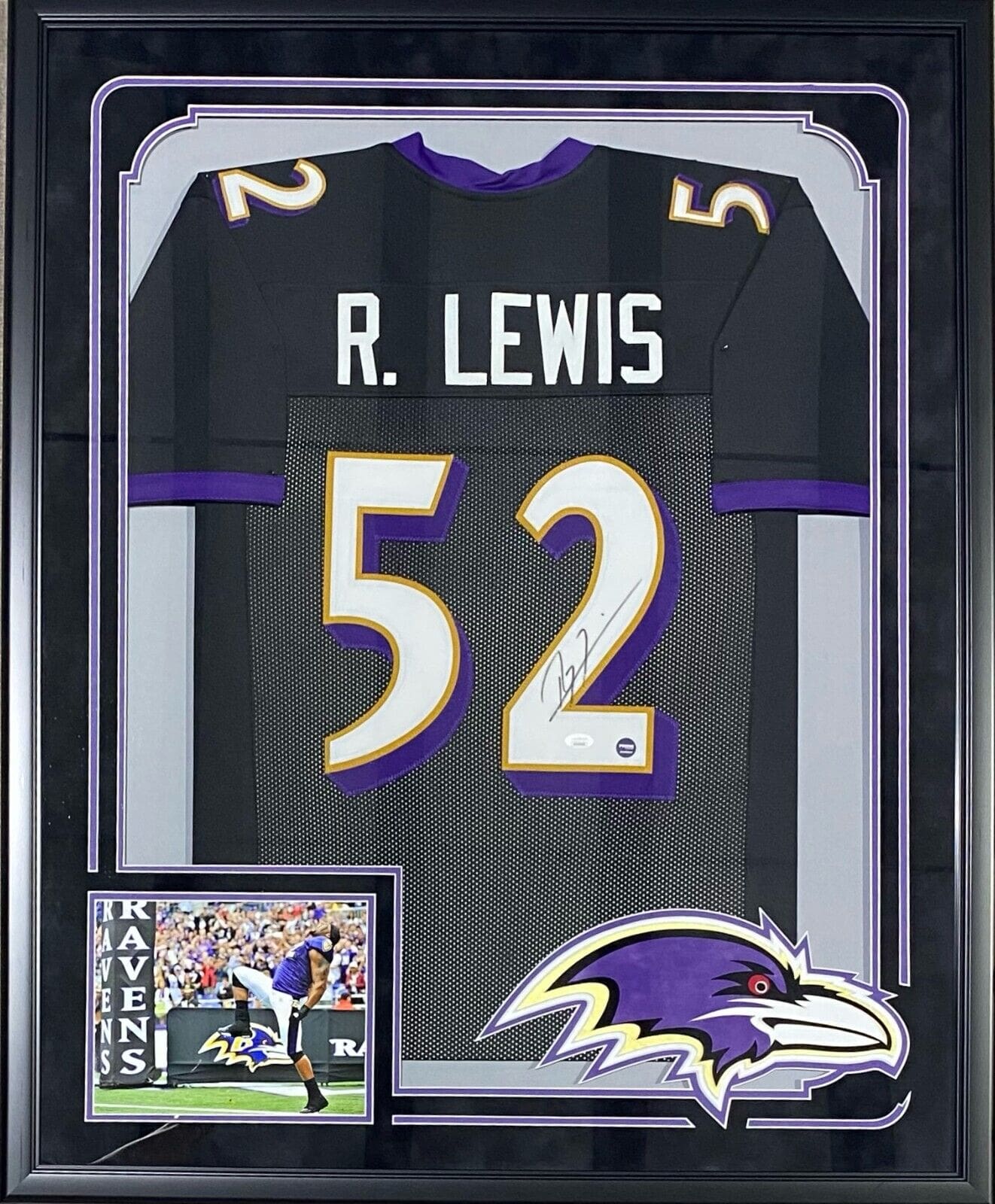 Ray Lewis Signed Autographed Framed Black Jersey JSA Authenticated ...