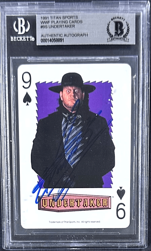 Undertaker Signed 1991 Titan Sports WWF Playing Card #9S Beckett Authen ...