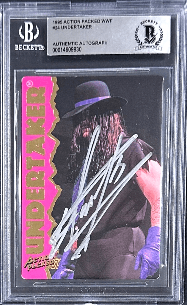 Undertaker Signed 1995 Action Packed WWF Playing Card #24 Beckett Auth ...