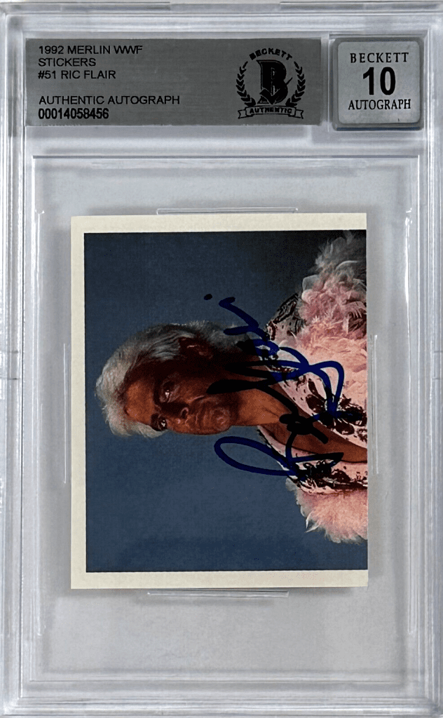 Ric Flair Signed 1992 Merlin WWF Sticker Card #51 Beckett Auto 10 ...