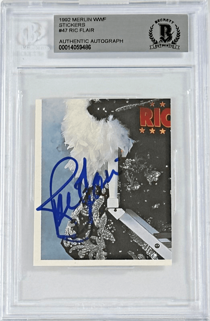 Ric Flair Signed Autographed 1992 Merlin WWF Sticker Card #47 Beckett ...
