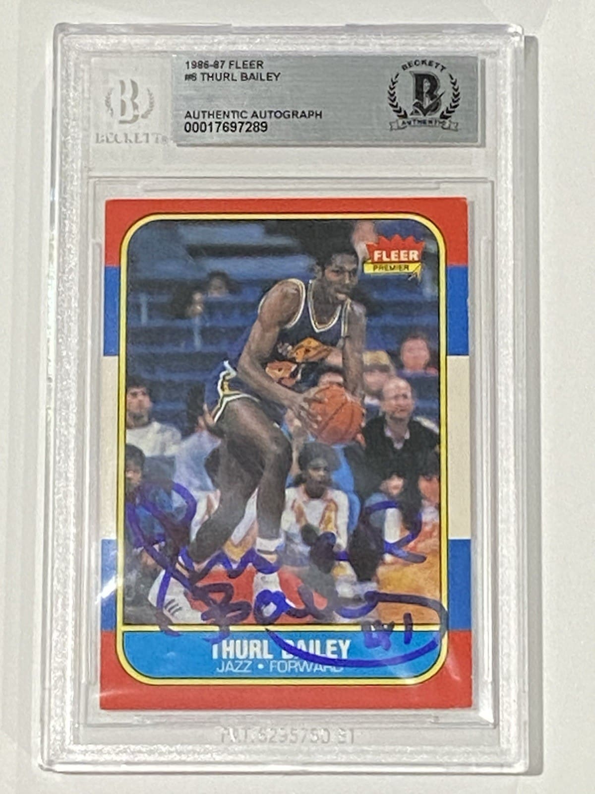 Thurl Bailey Signed 1986 Fleer #6 RC Rookie BAS Beckett Utah Jazz ...