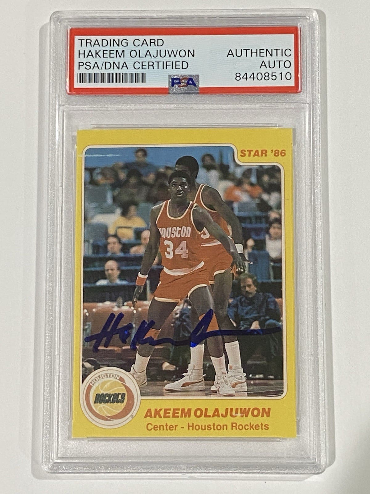 Hakeem Olajuwon Signed 1986 Star #18 PSA DNA Auto Rockets | Fiterman Sports