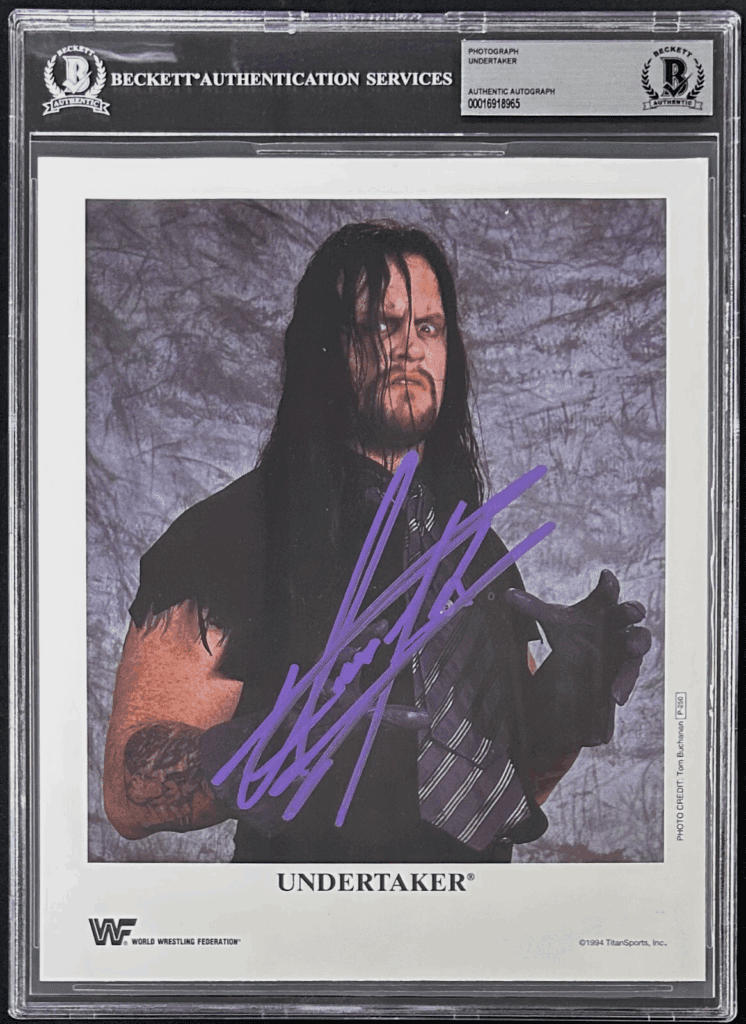 Undertaker Signed Photo WWF 1994 Titan Sports Promo Photo P-250 Beckett ...