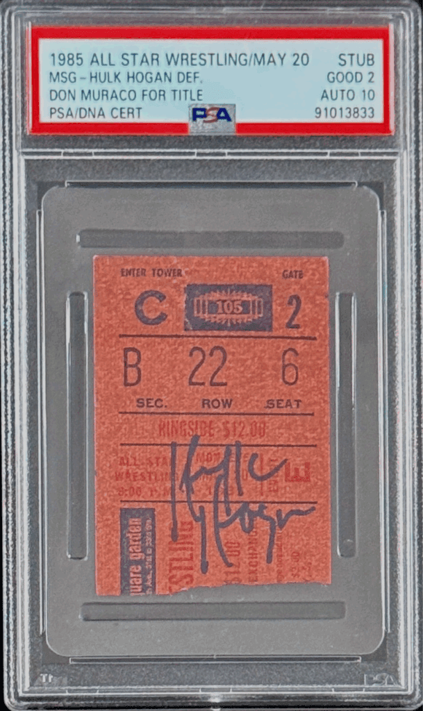 Hulk Hogan Signed WWF 1985 All Star Wrestling MSG Ticket Stub PSA 2 ...