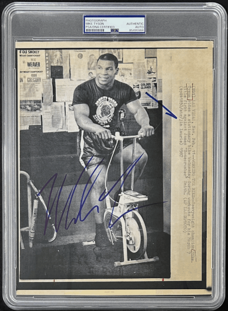 Mike Tyson Signed 1987 Type 3 Photograph PSA/DNA Working The Bike ...