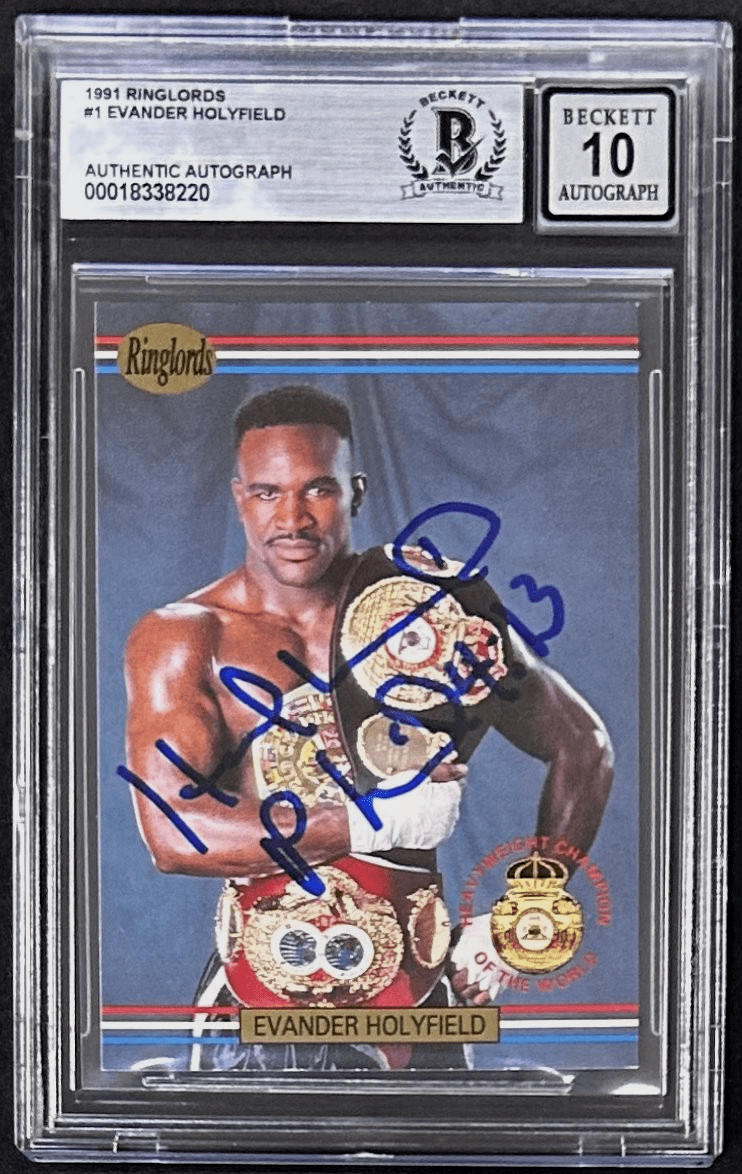 Evander Holyfield Signed 1991 Ringlords Card #1 Beckett Auto 10 ...