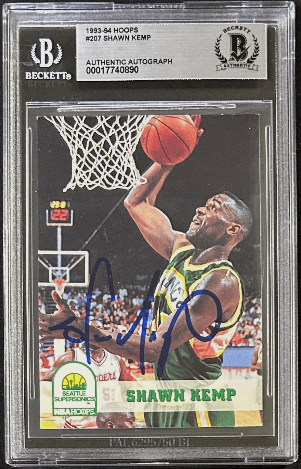 Shawn Kemp Signed 1993-94 Hoops Card #207 BAS 17740890 Supersonics ...