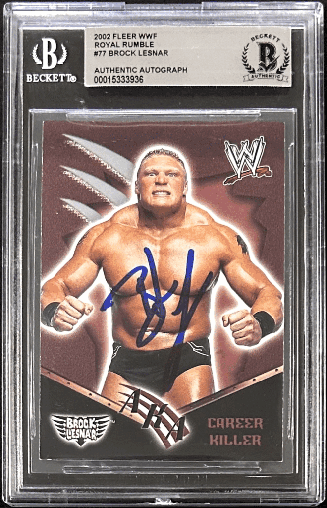 Brock Lesnar Signed 2002 Fleer WWF Royal Rumble Card #77 Beckett ...