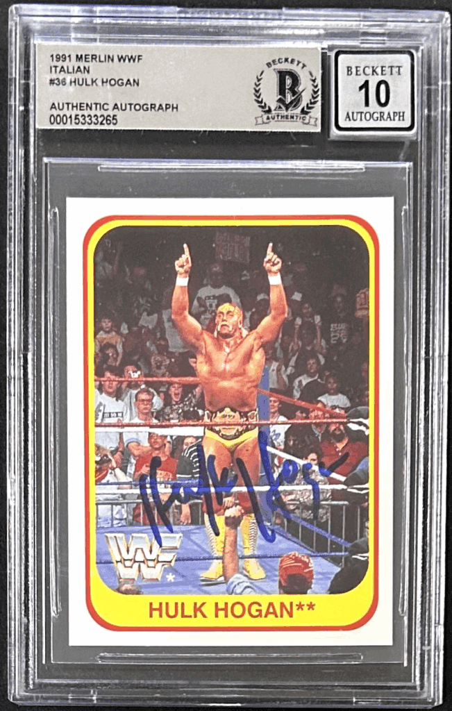 Hulk Hogan Signed 1991 Merlin Italian WWF Card #36 Beckett 15333265 ...