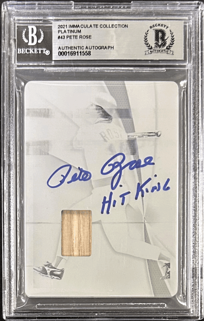 Pete Rose Signed 2021 Immaculate Collection Platinum 1 of 1 Card 43 BAS ...