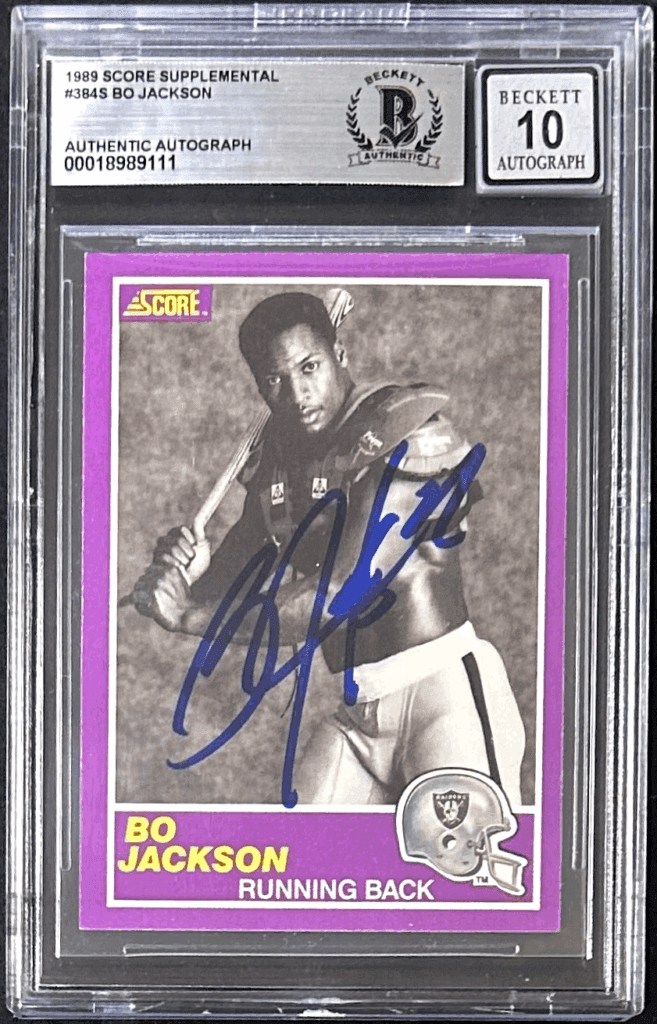 BO JACKSON AUTOGRAPHED 1989 SCORE SUPERMETAL CARD #384S BECKETT ...