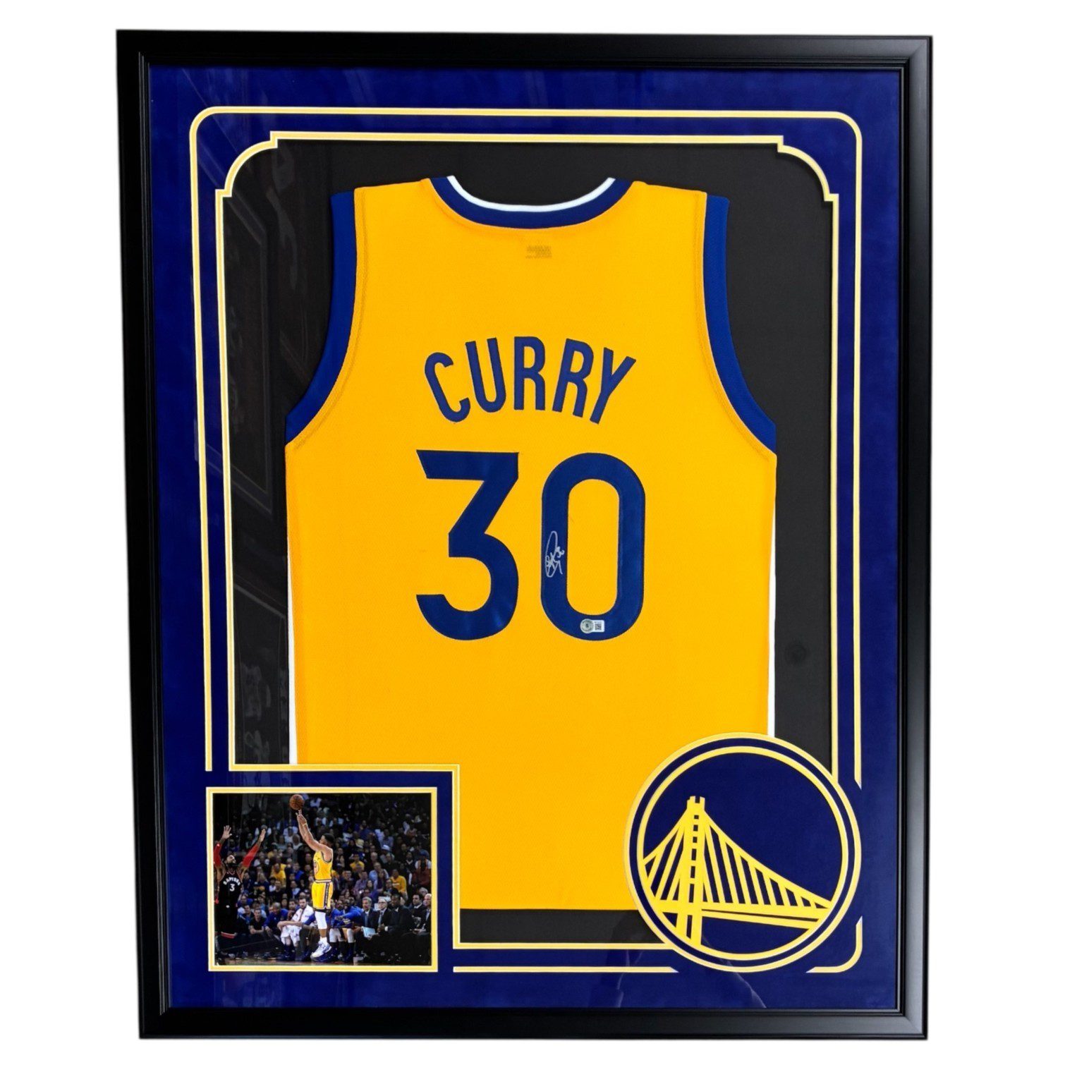 STEPHEN CURRY AUTOGRAPHED FRAMED YELLOW/BLUE JERSEY BECKETT | Fiterman ...