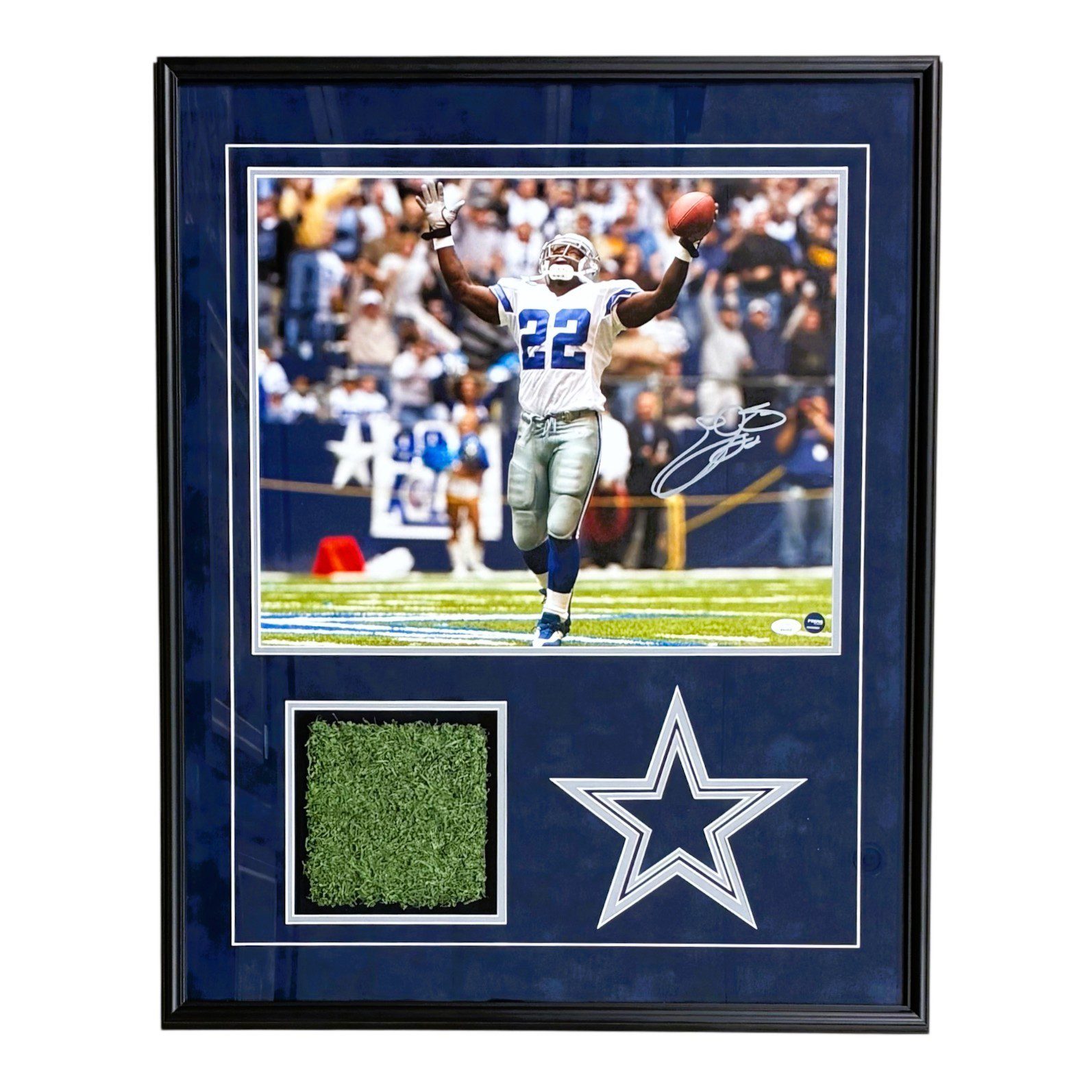 EMMITT SMITH AUTOGRAPHED 16x20 PHOTO WITH COWBOY STADIUM TURF JSA ...