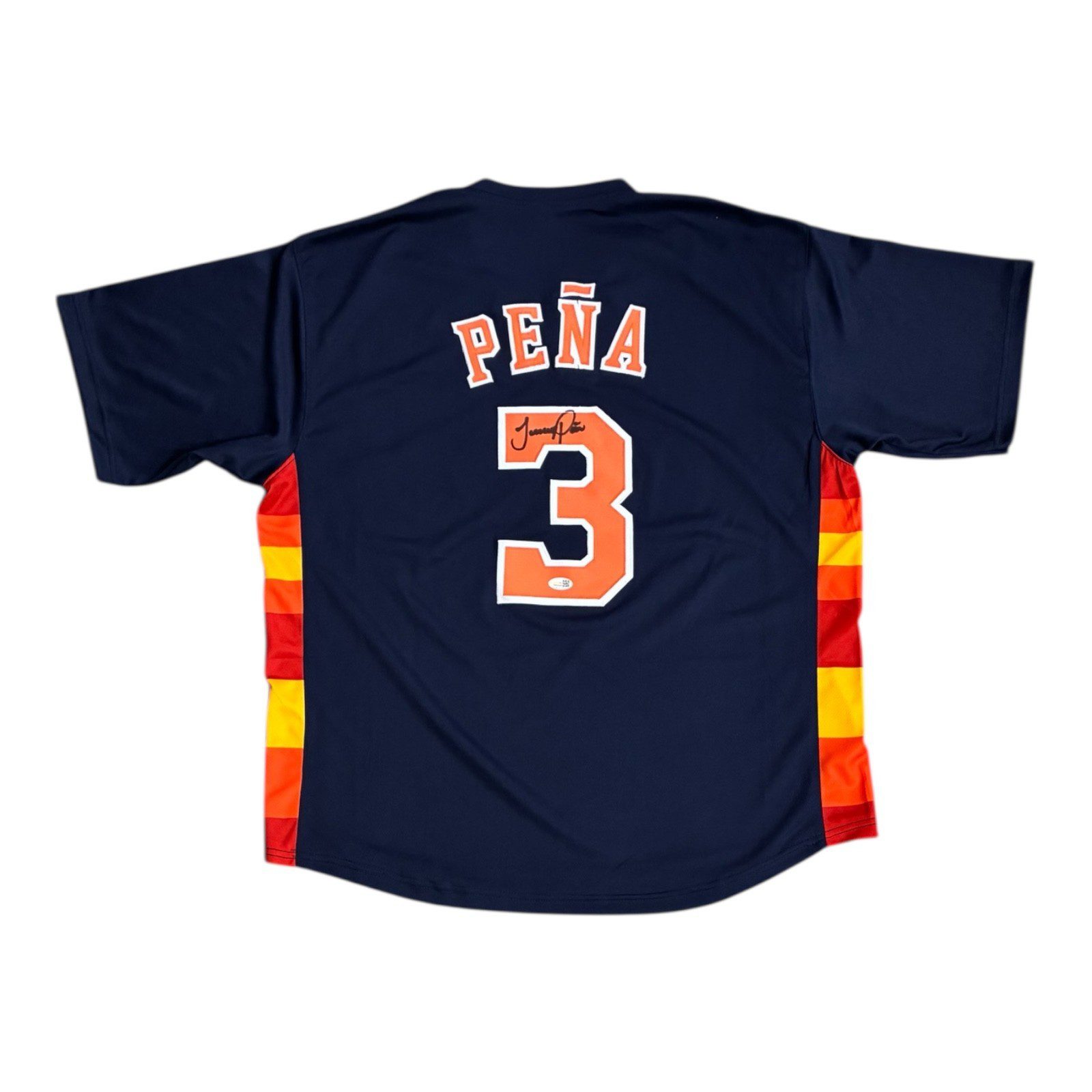 JEREMY PENA AUTOGRAPHED CUSTOM BLUE/ORANGE JERSEY JSA AUTHENTICATION ...