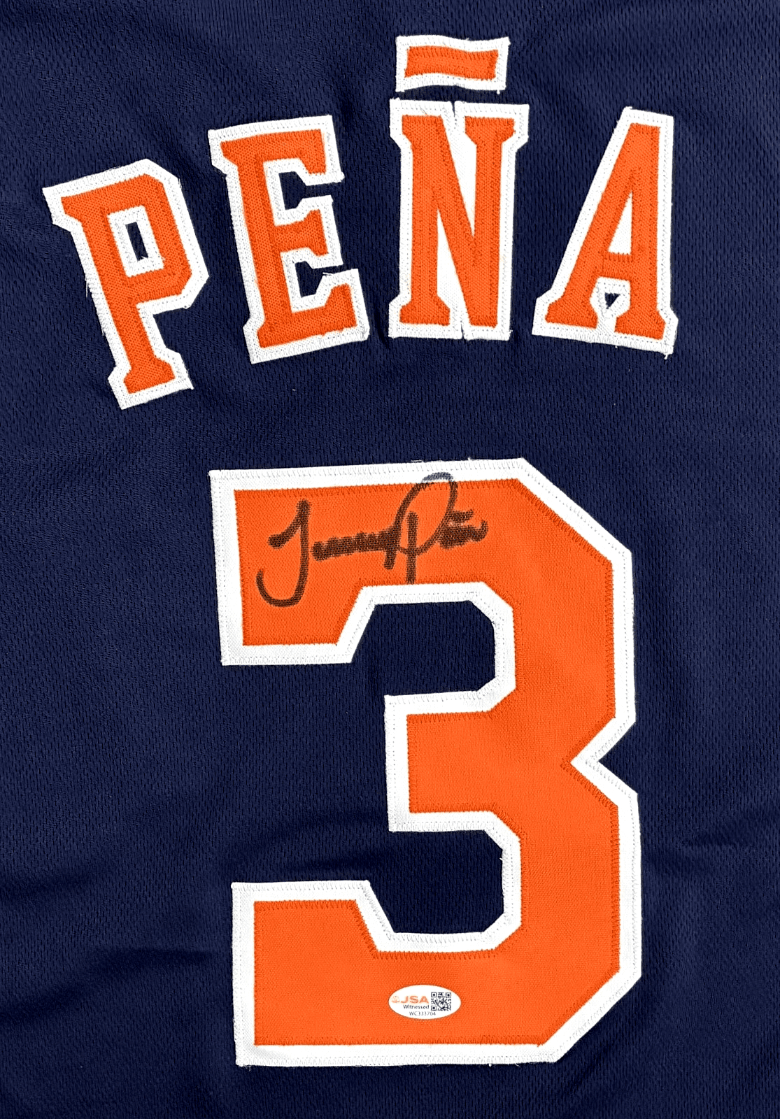 JEREMY PENA AUTOGRAPHED CUSTOM BLUE/ORANGE JERSEY JSA AUTHENTICATION ...